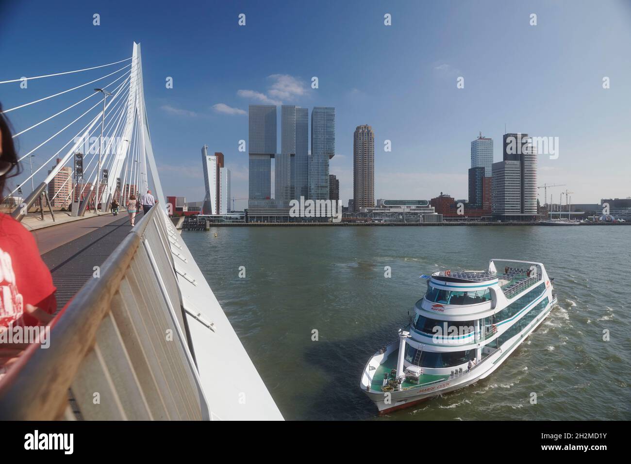 Landmark the Erasmus Bridge in the city centre of Rotterdam Stock Photo ...