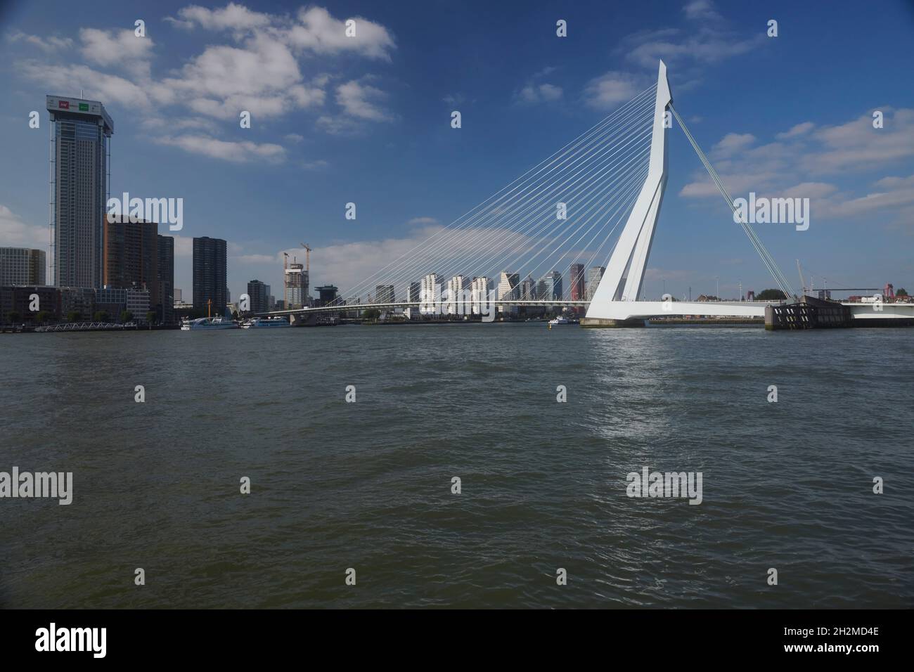Landmark the Erasmus Bridge in the city centre of Rotterdam Stock Photo ...