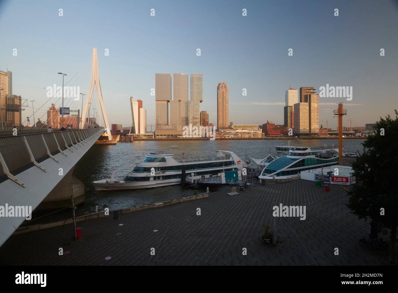 Landmark the Erasmus Bridge in the city centre of Rotterdam Stock Photo ...