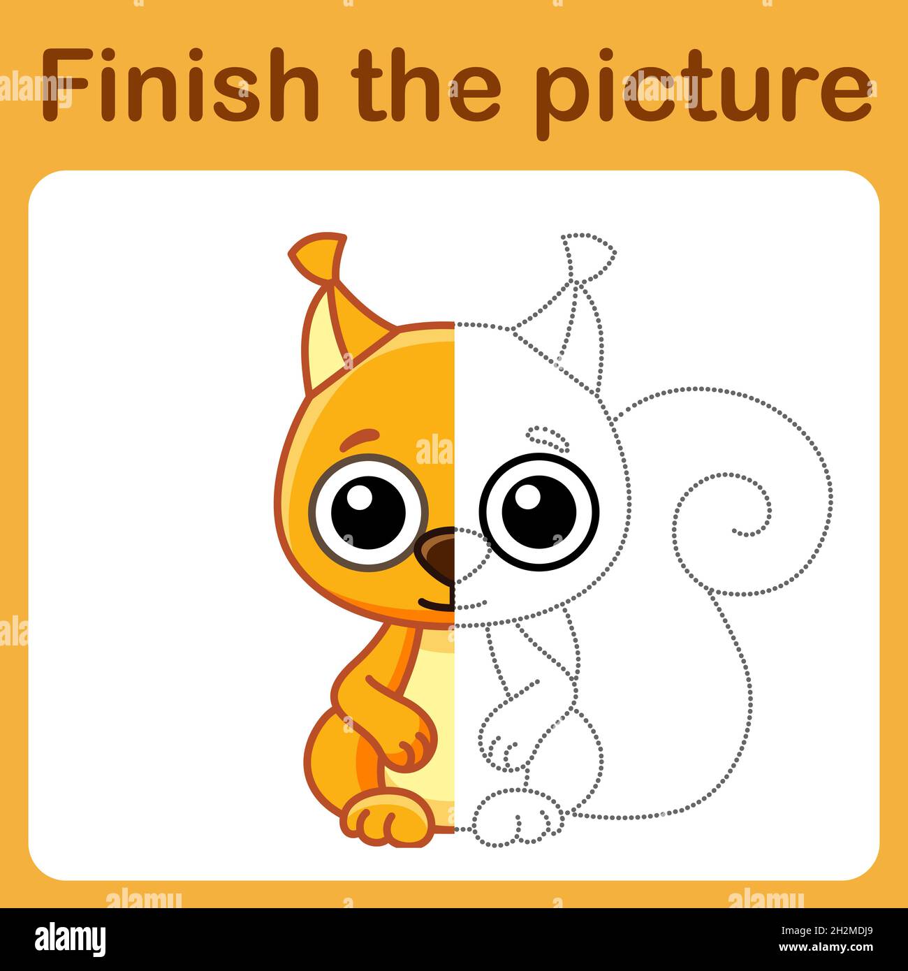 Connect the dot and complete the picture. Simple coloring squirrel ...