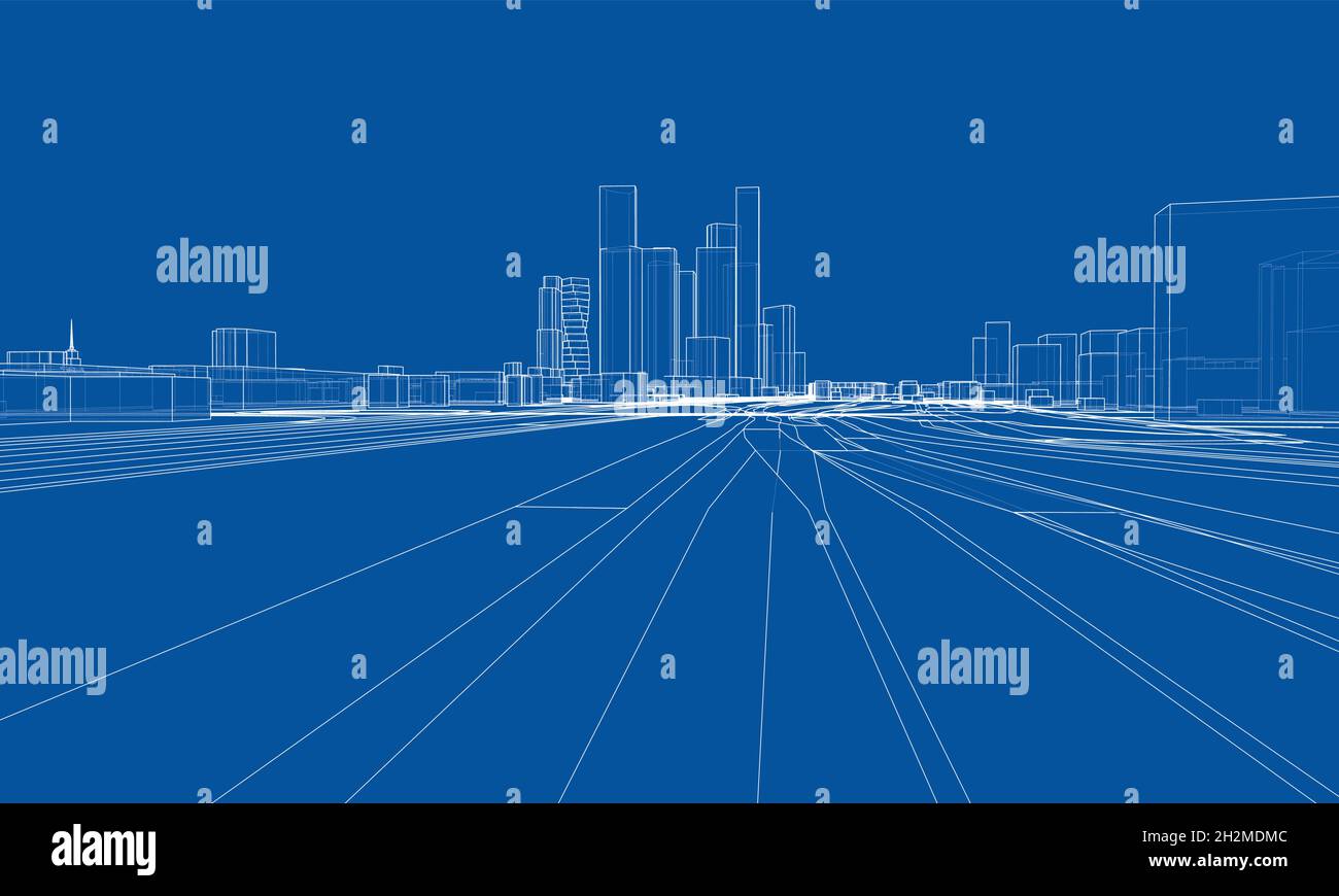 Vector lines buildings and city roads, town design Stock Vector Image ...