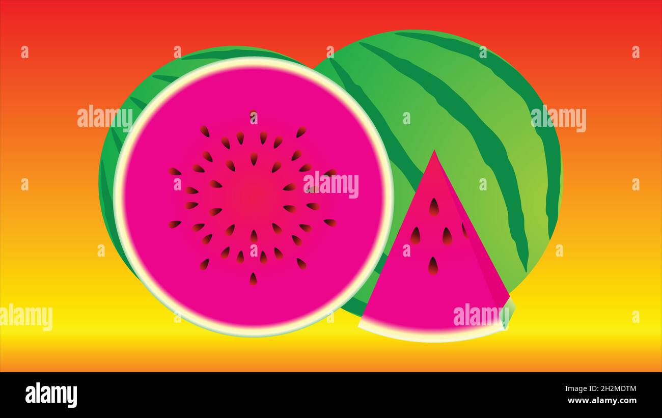 Latar belakang irisan semangka dengan tekstur biji dan kulit Stock ...