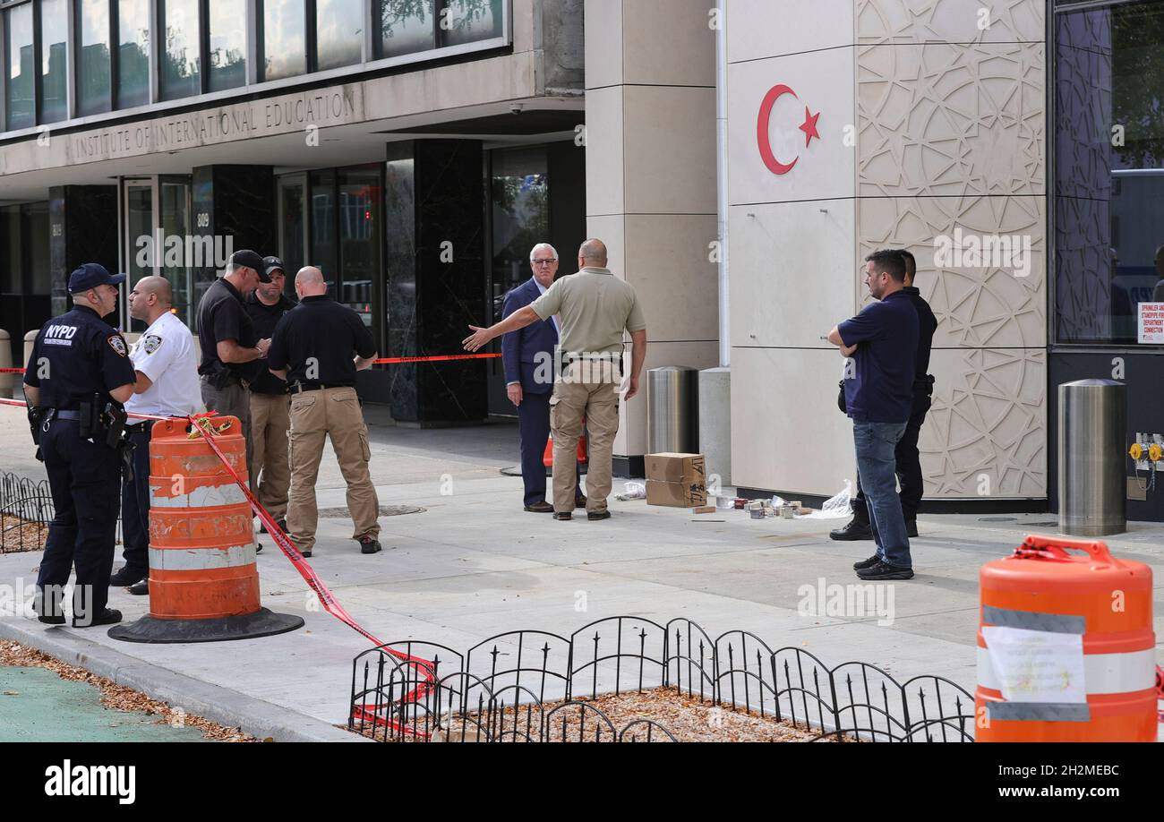 New York, USA, October 22, 2021 - Bomb at the Turkey Mission in Front ...