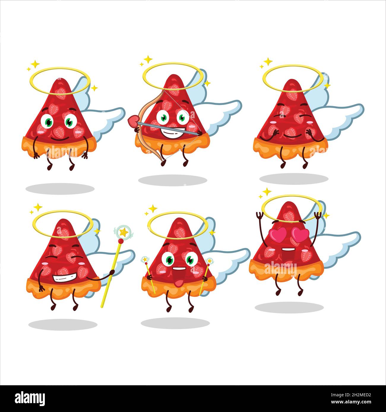Slice of strawberry tart cartoon designs as a cute angel character ...