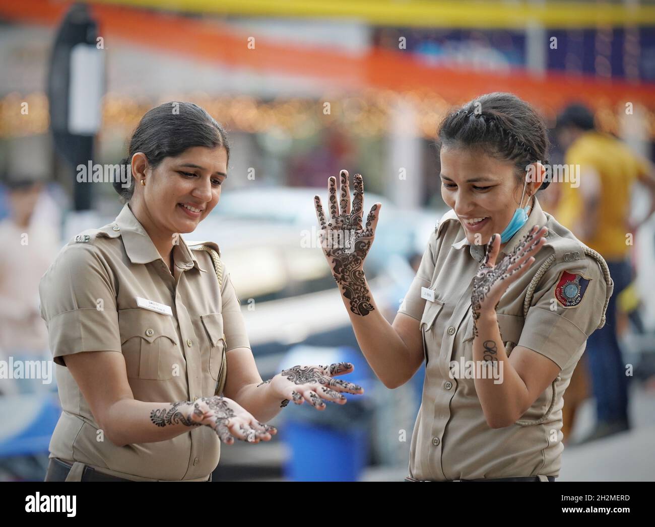 CHANDIGARH, INDIA - OCTOBER 22,2021: Chandigarh Police woman gets her ...