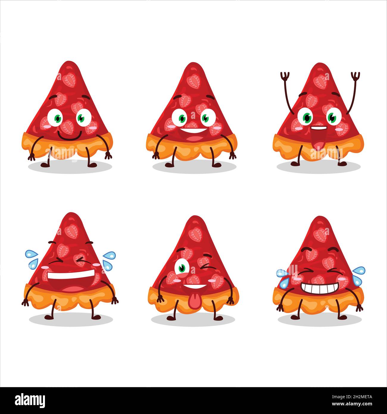 Cartoon Character Of Slice Of Strawberry Tart With Smile Expression Vector Illustration Stock