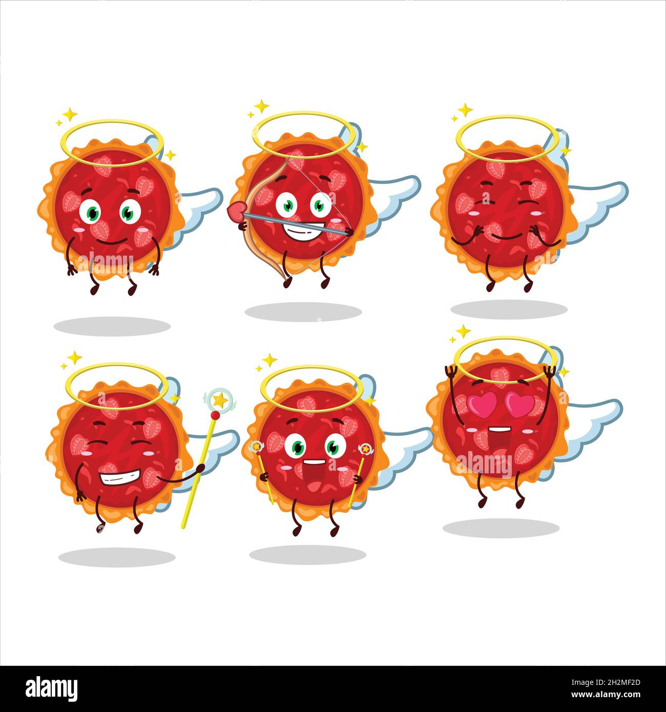 Strawberry tart cartoon designs as a cute angel character. Vector ...