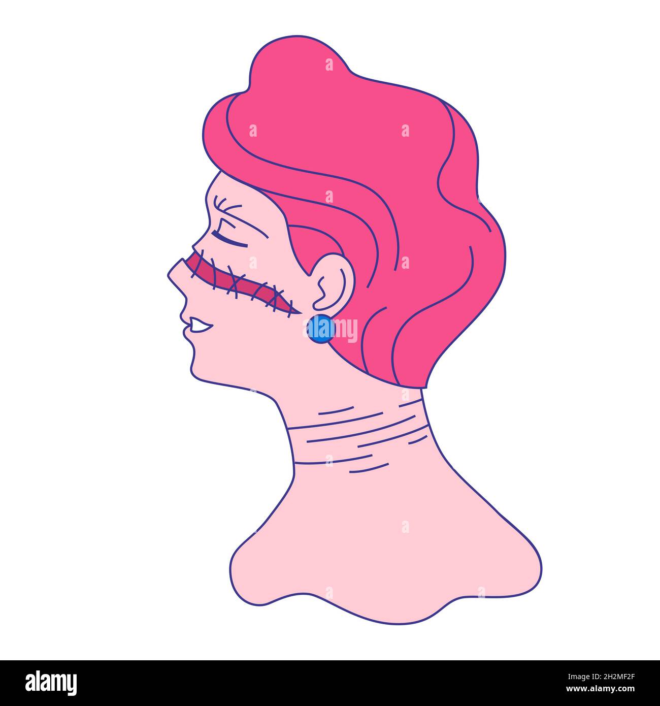 Mental Health - Woman with self-harm scars. Broken and stitched sad ...