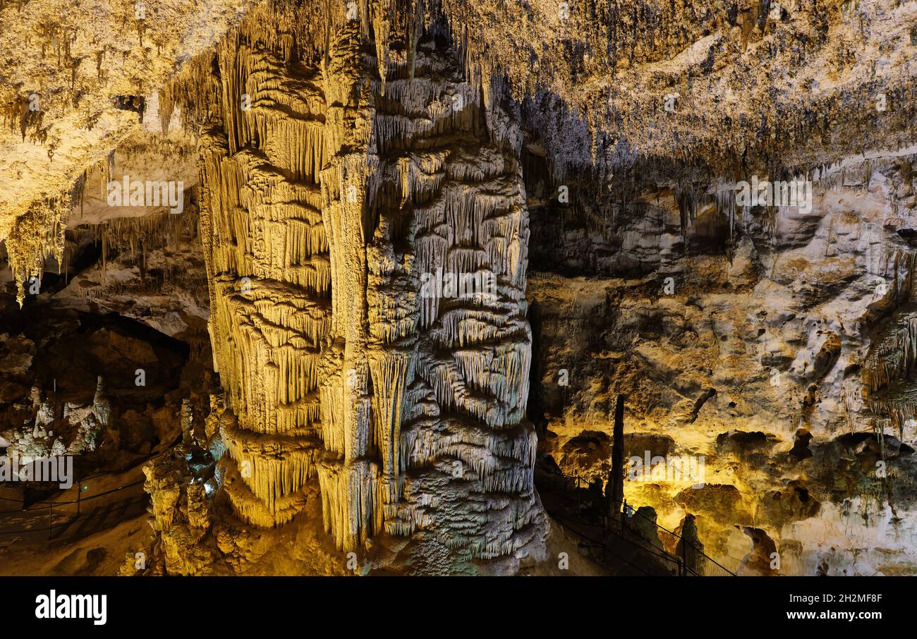 Ancient cave in north Sardinia with internal lake, reflections ...