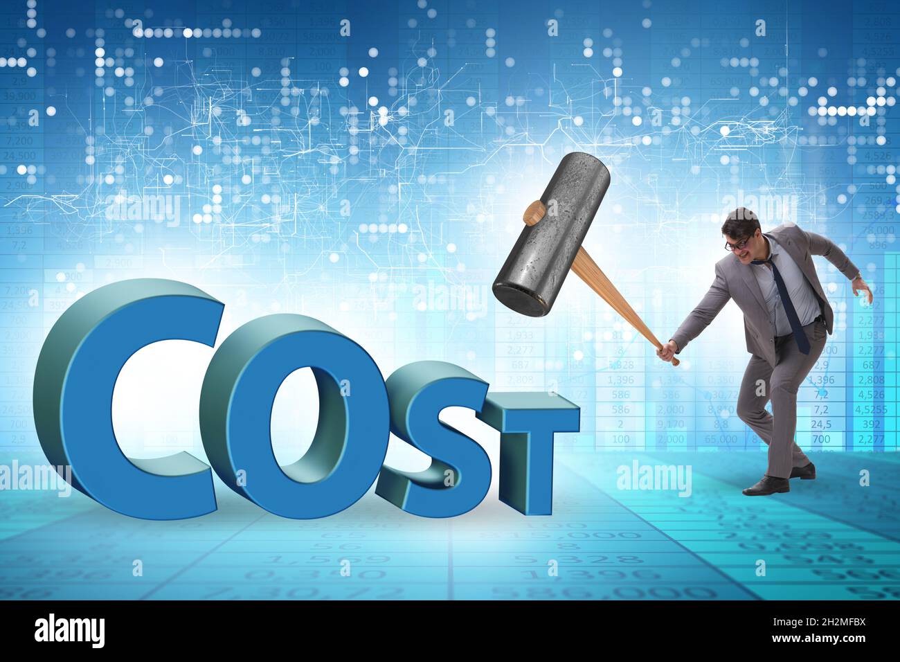 Cost optimisation concept with the falling costs Stock Photo - Alamy