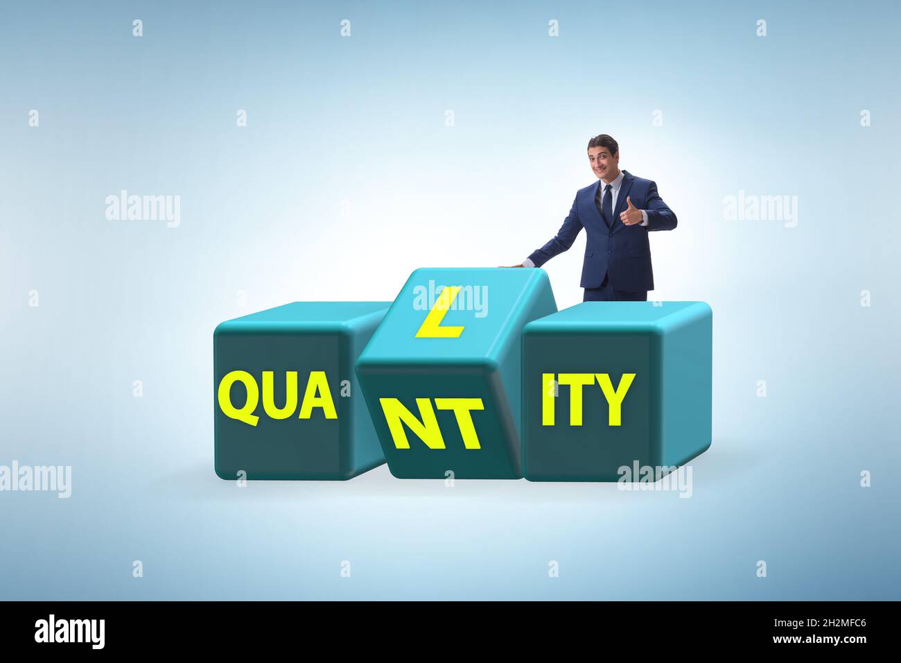 Dilemma of the quantity versus quality Stock Photo - Alamy
