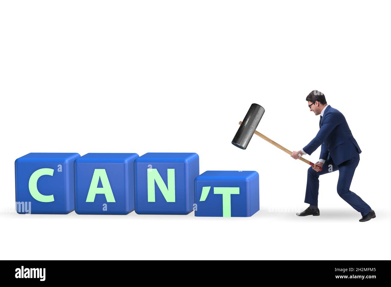 Determination concept with the rotating cubes Stock Photo - Alamy