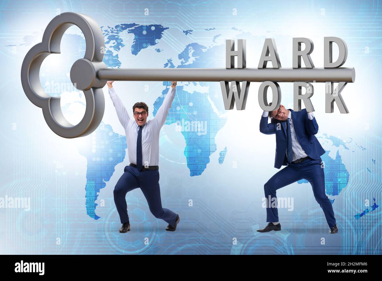 Concept of hard work with the key and businessman Stock Photo - Alamy