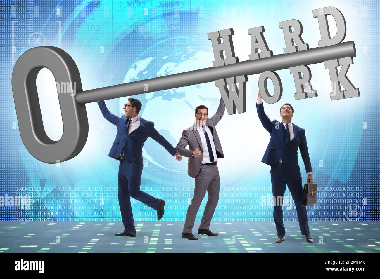 Concept of hard work with the key and businessman Stock Photo - Alamy