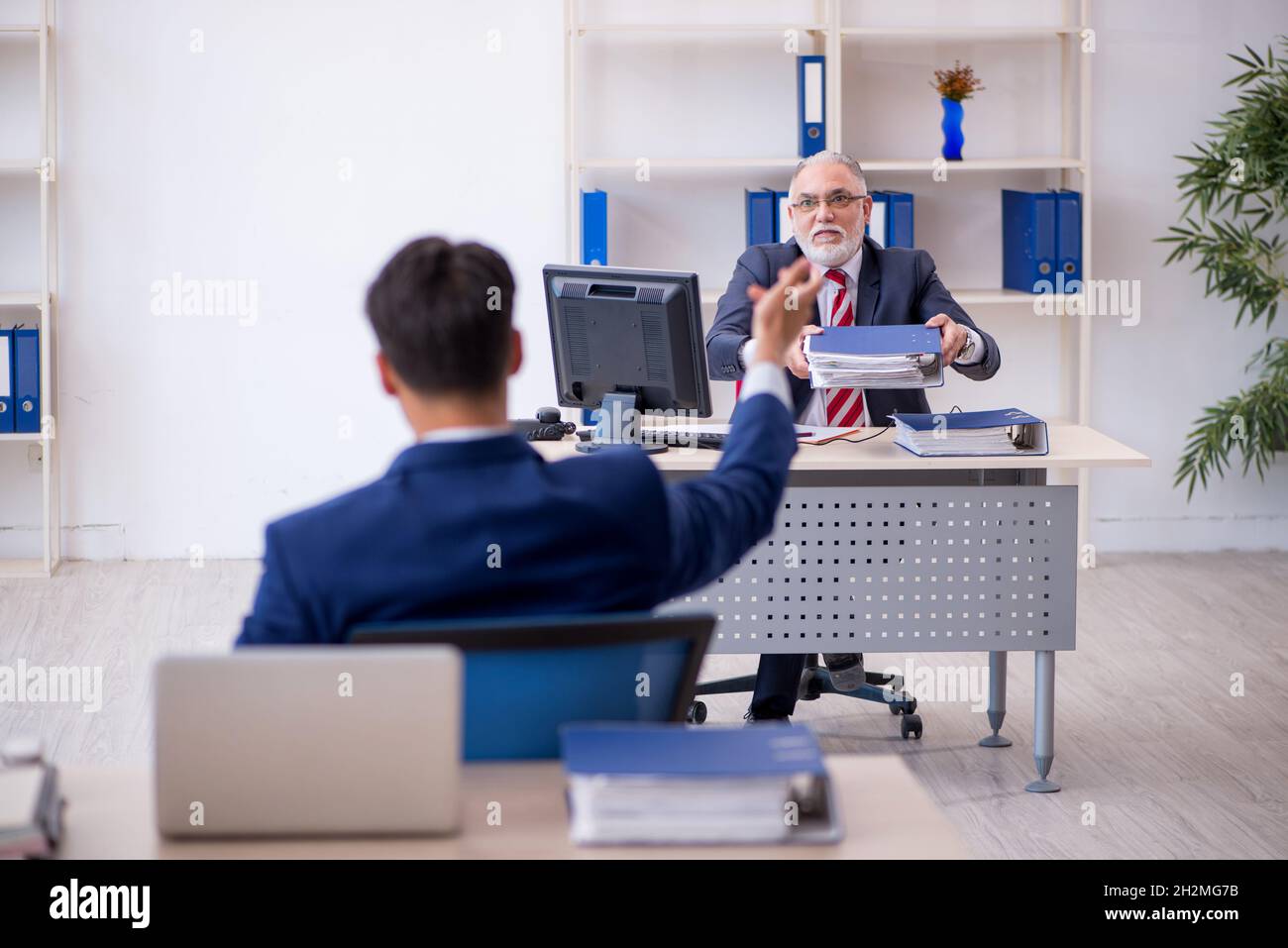 Two colleagues working in the office Stock Photo - Alamy