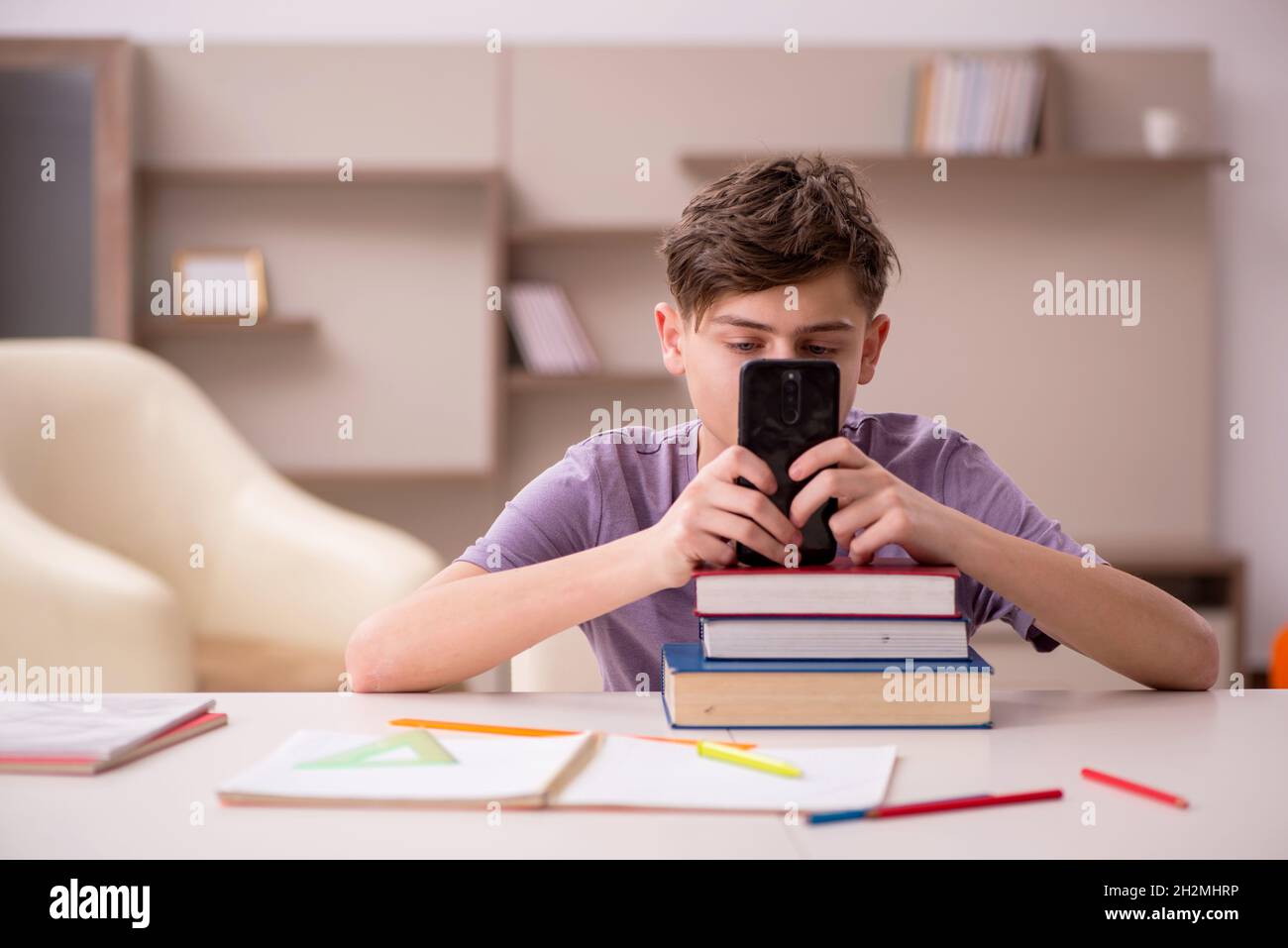 School child revising for exams hi-res stock photography and images - Alamy