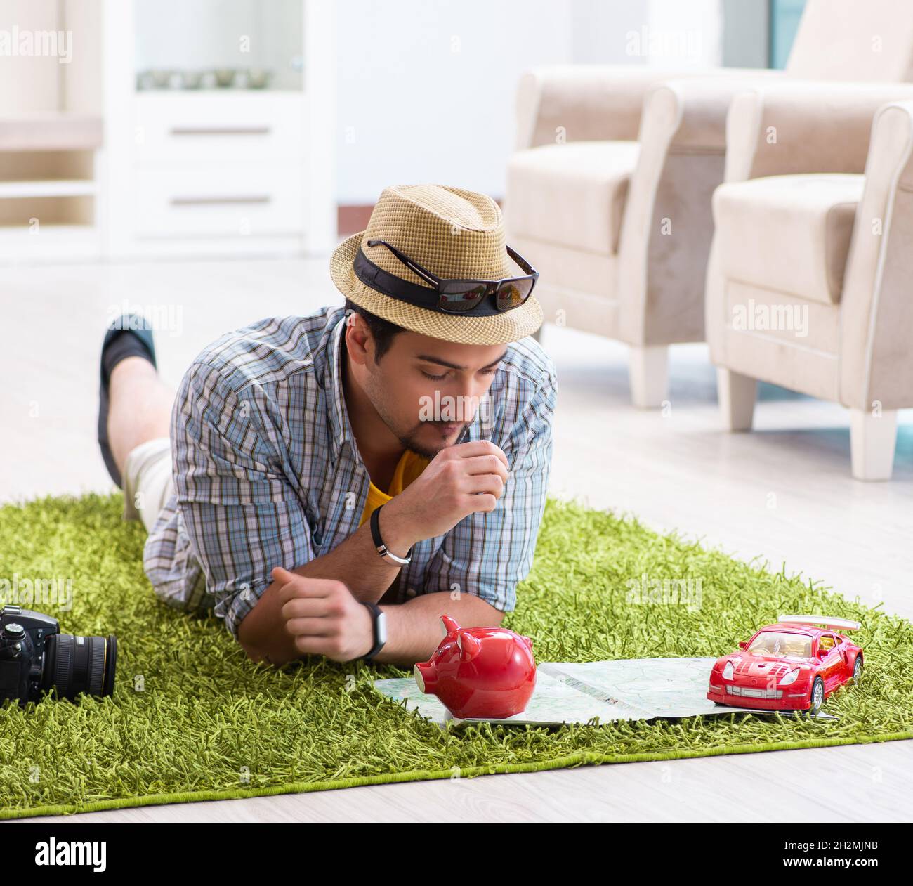 The man planning his travel with map Stock Photo - Alamy
