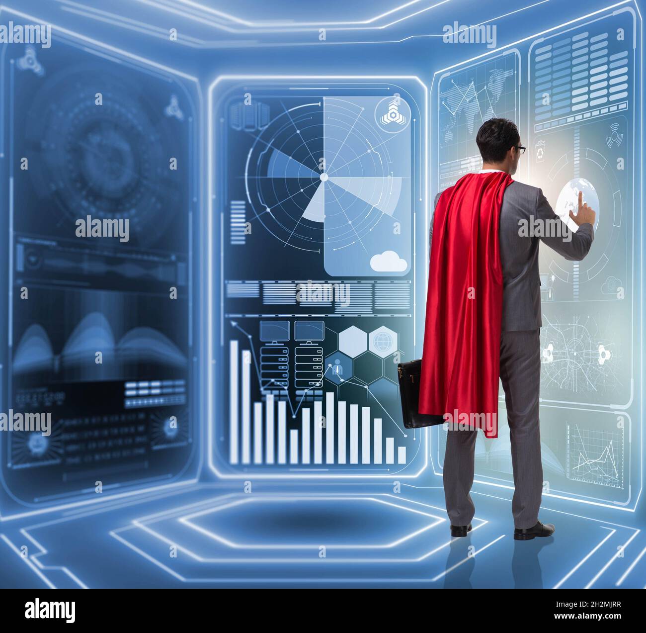 The superhero in data management concept Stock Photo - Alamy