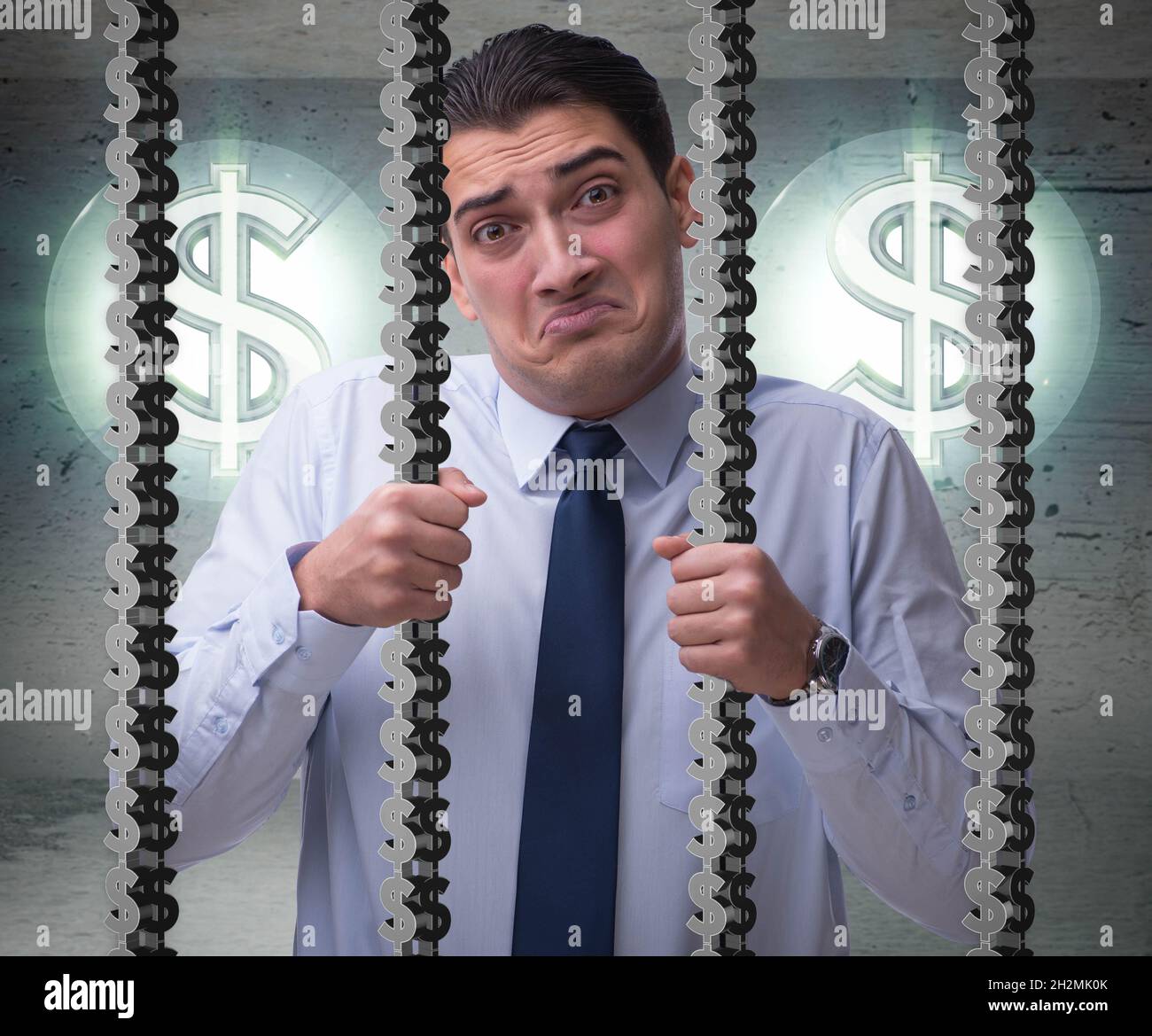 The man trapped in prison with dollars Stock Photo - Alamy