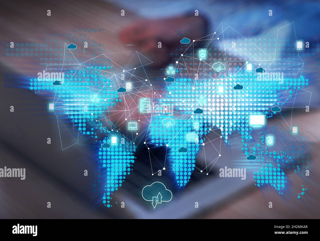 The cloud computing concept in technology collage Stock Photo - Alamy