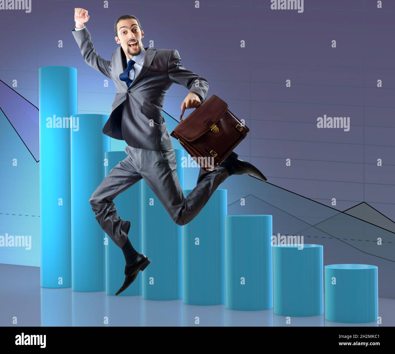 The businessman jumping in business concept Stock Photo - Alamy