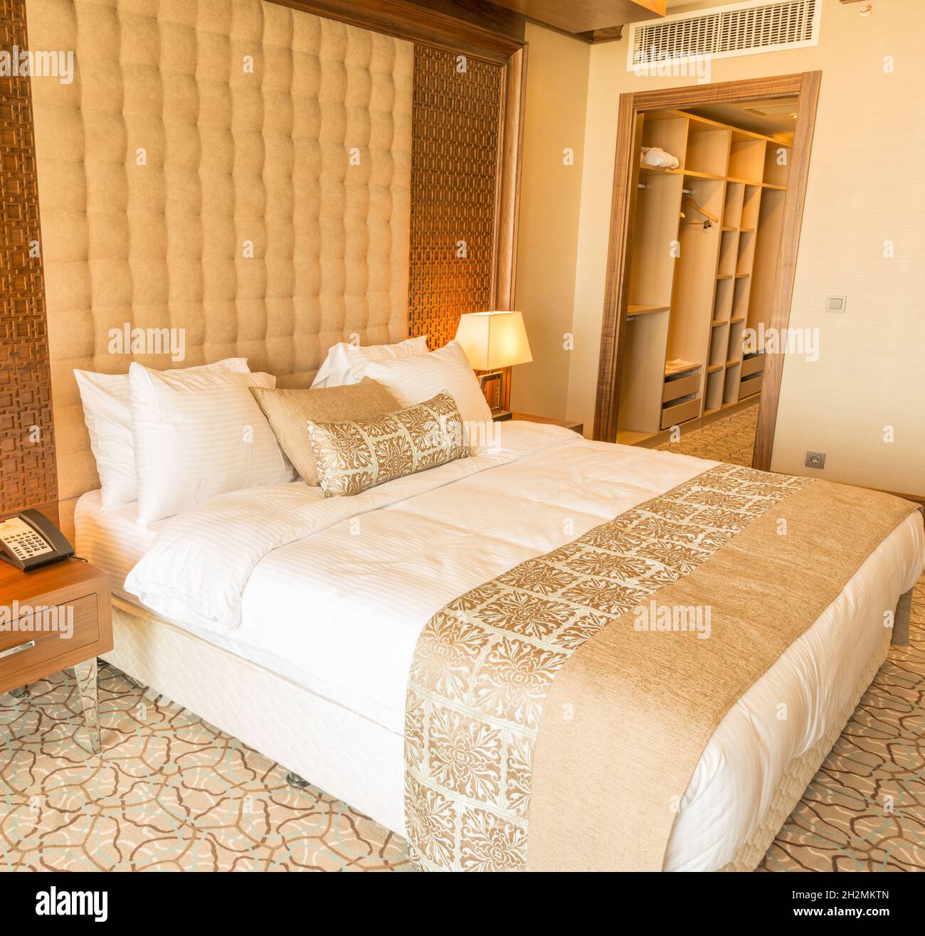 The modern hotel room with big bed Stock Photo - Alamy