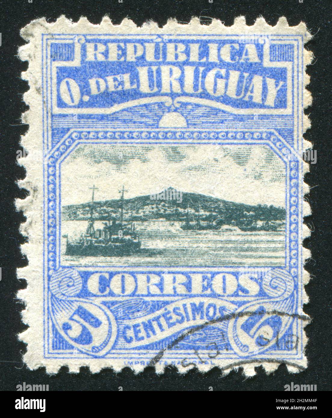 URUGUAY - CIRCA 1919: stamp printed by Uruguay, shows Harbor of ...