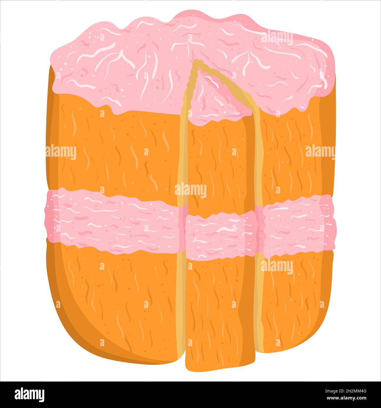 Cartoon illustration with cake wit cream. Vector hand drawn graphic ...
