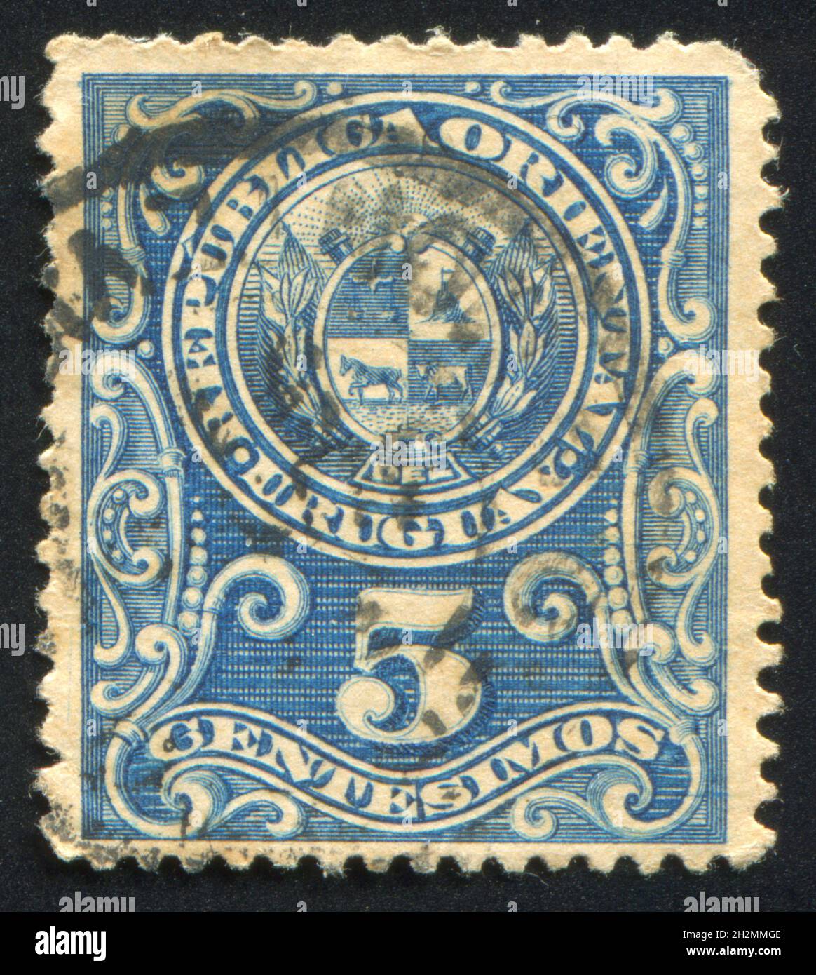 URUGUAY - CIRCA 1889: stamp printed by Uruguay, shows Coat of Arms ...