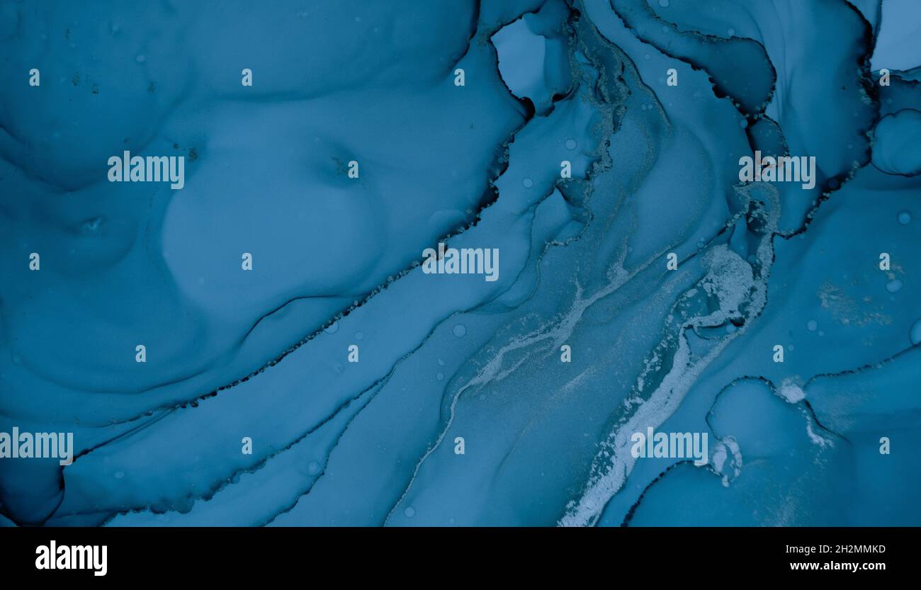 Ink Colours Mix. Art Wave Illustration. Blue Stock Photo - Alamy