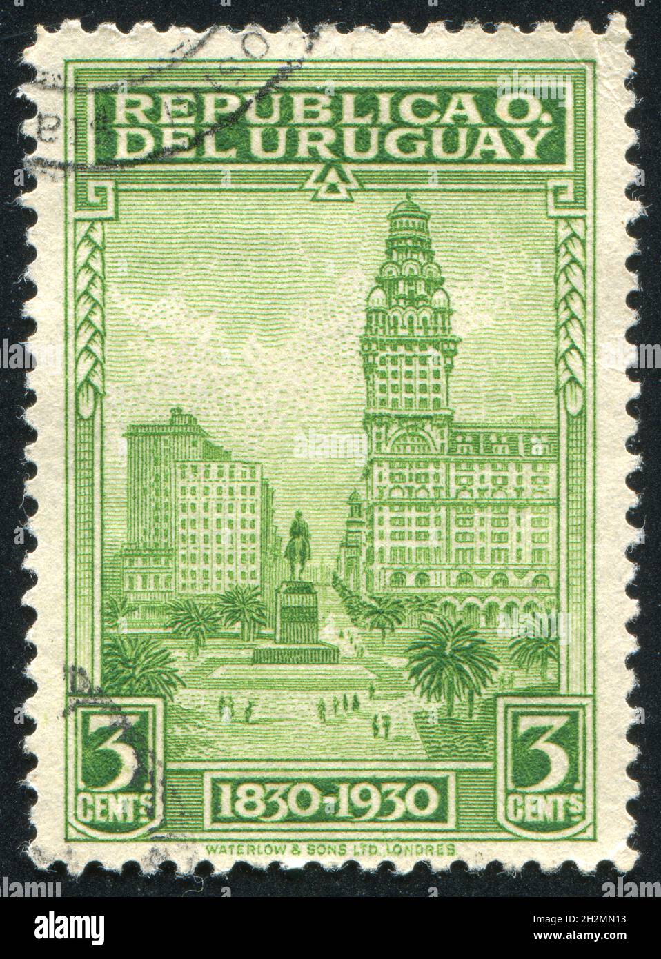 URUGUAY - CIRCA 1930: stamp printed by Uruguay, shows Montevideo, circa ...