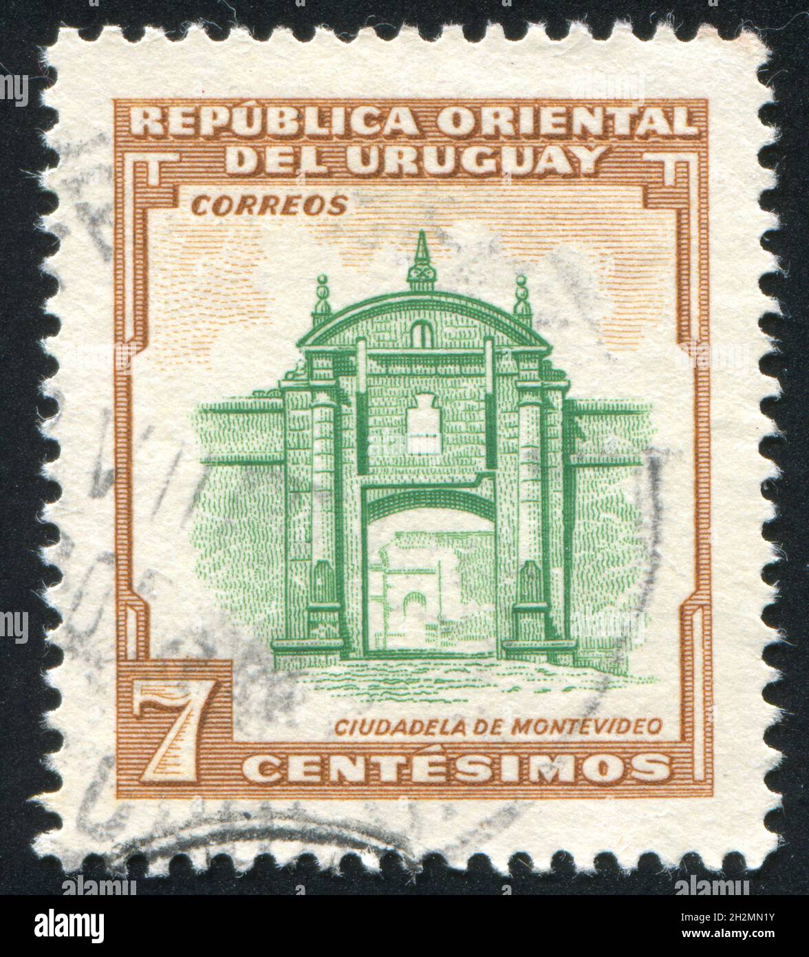 URUGUAY - CIRCA 1954: stamp printed by Uruguay, shows Entrance to the ...