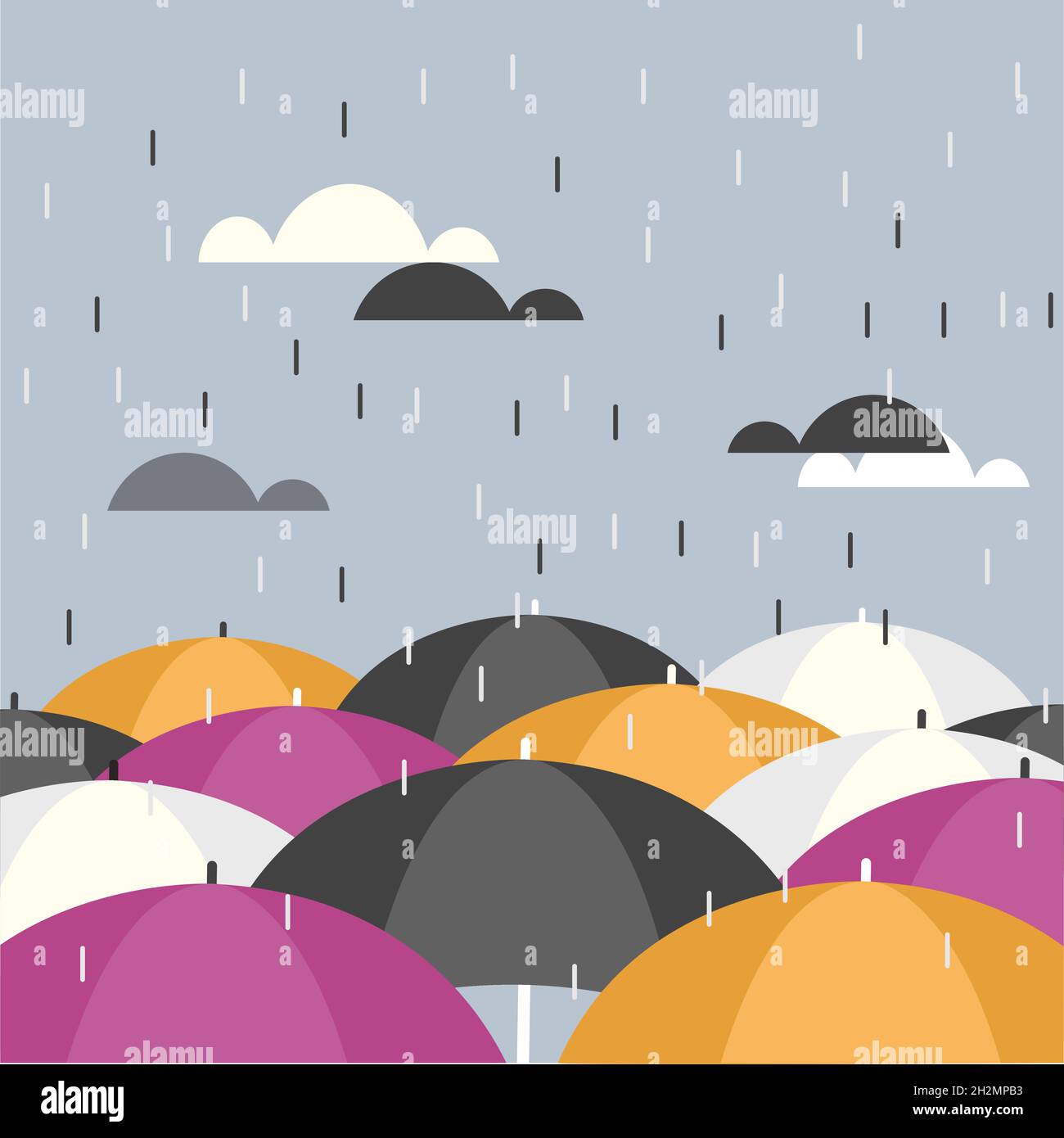 Raindrops falling on the top of umbrellas of many colours Stock Vector Image & Art - Alamy