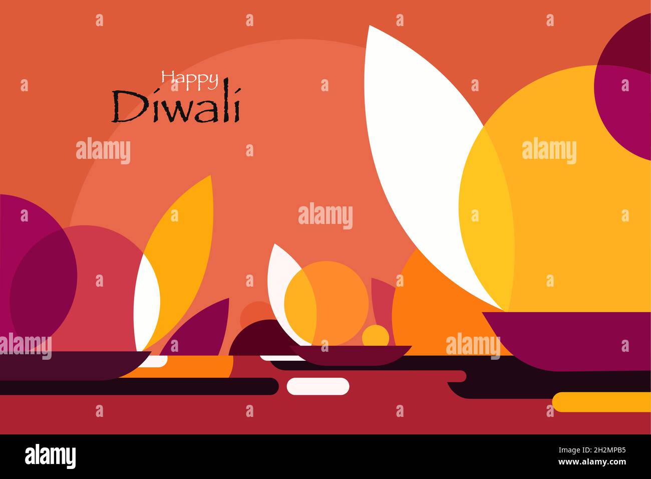 Illustration of lighted oil lamps. Greetings for Diwali festival of ...