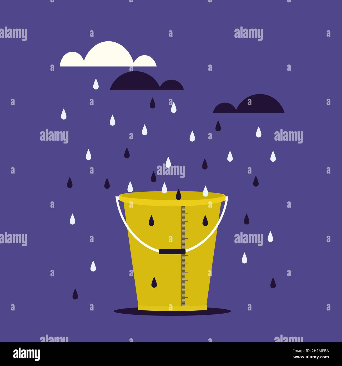 Illustration of rain water is collecting in a bucket. Concept for rain ...