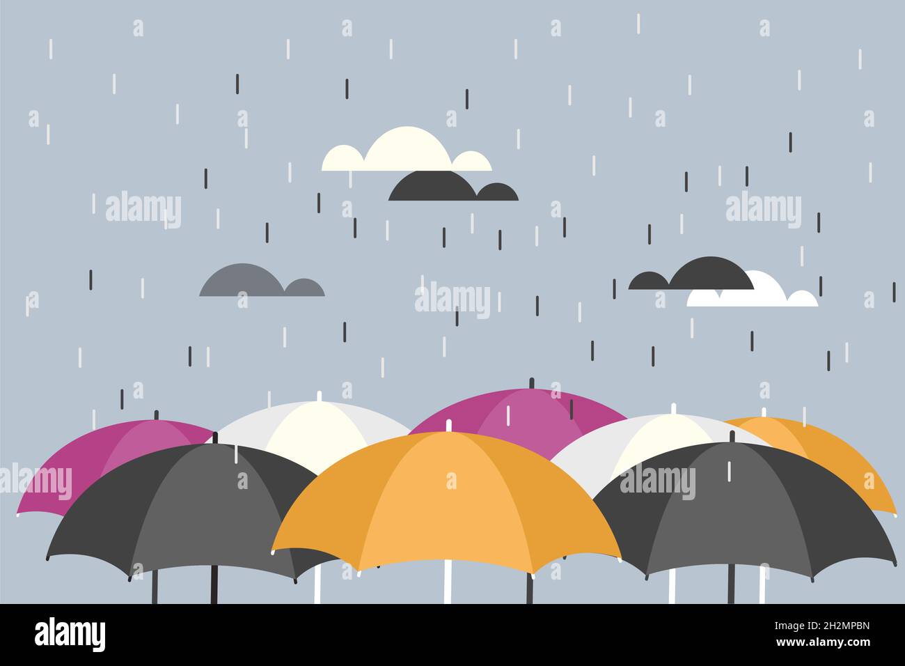 Raindrops falling on the top of umbrellas of many colours Stock Vector Image & Art - Alamy
