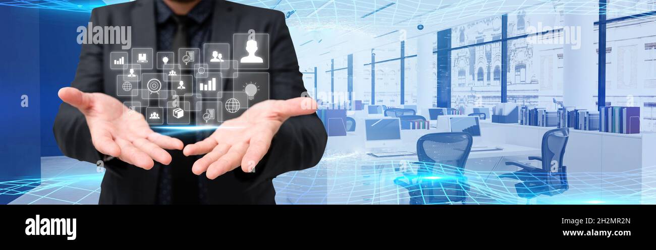 Picture Of Businessman Giving Ideas Presenting With His Both Hands ...