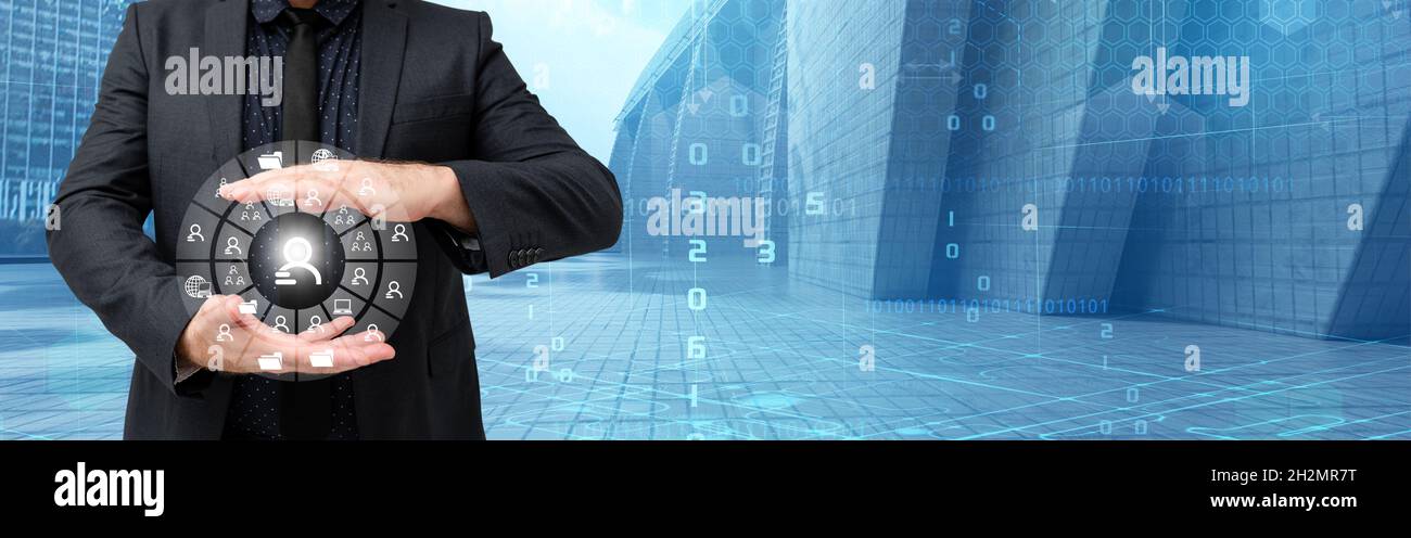 Picture Of Businessman Protecting Data Concept With Both Hands ...