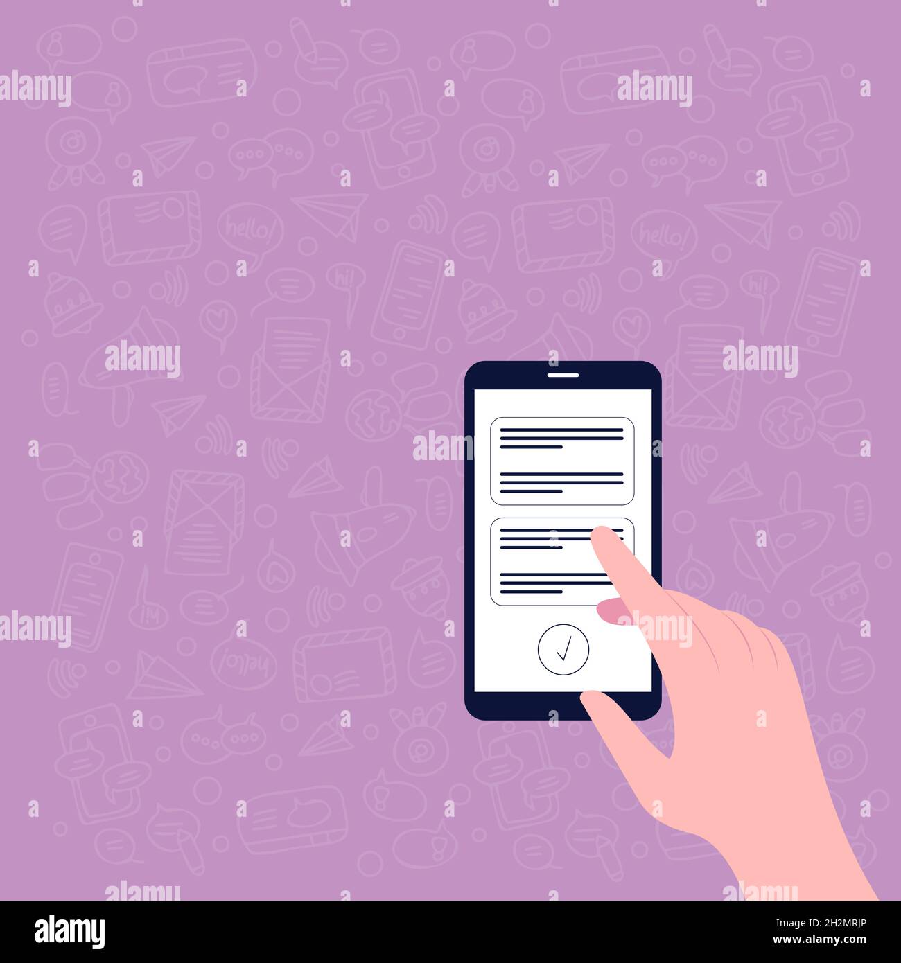 Illustration Of Hand Using Smart Phone Texting New Important Message ...