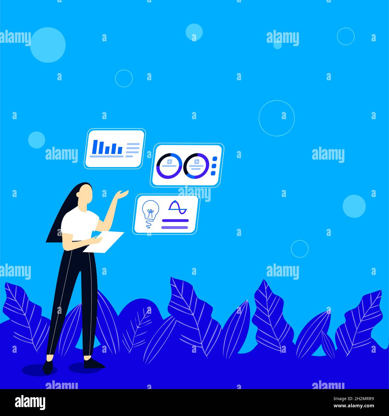 Illustration Of Girl Sharing New Wonderful Ideas For Skill Improvement ...