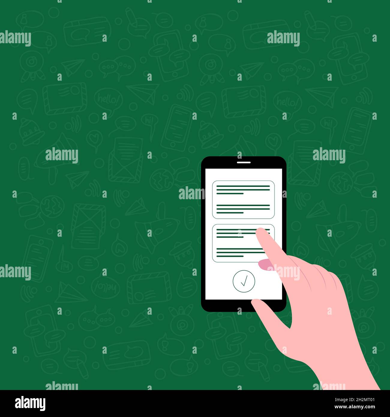 Illustration Of Hand Using Smart Phone Texting New Important Message ...