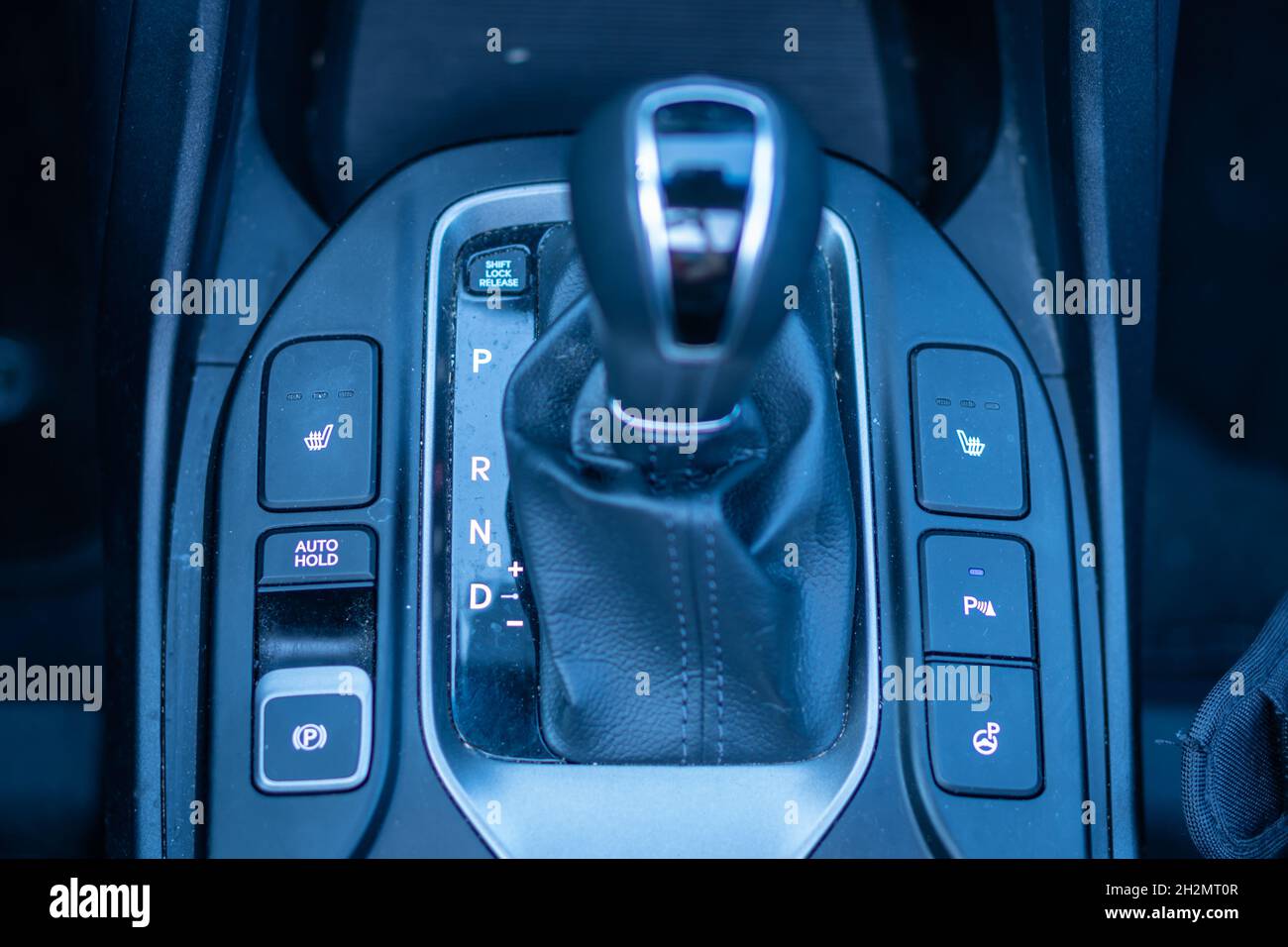 Modern interior of an automobile with a gear leveler Stock Photo - Alamy