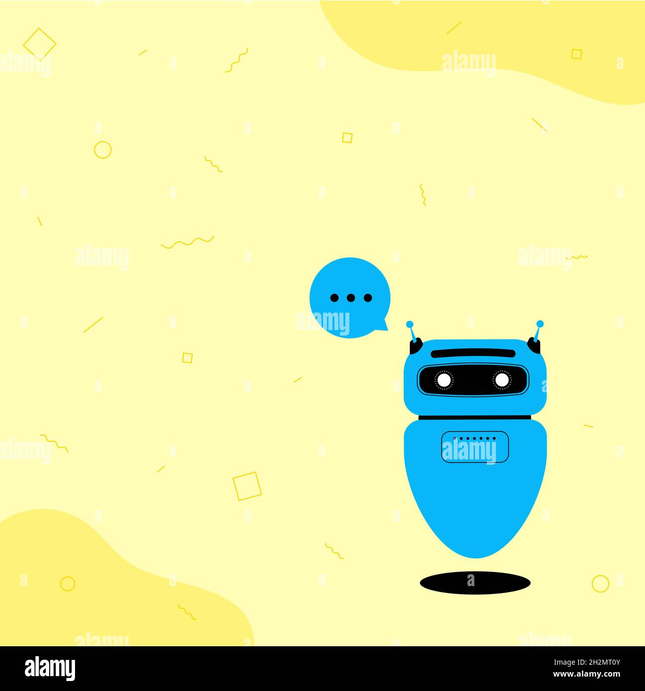 Illustration Of Cute Floating Robot Telling Us New Wonderful ...