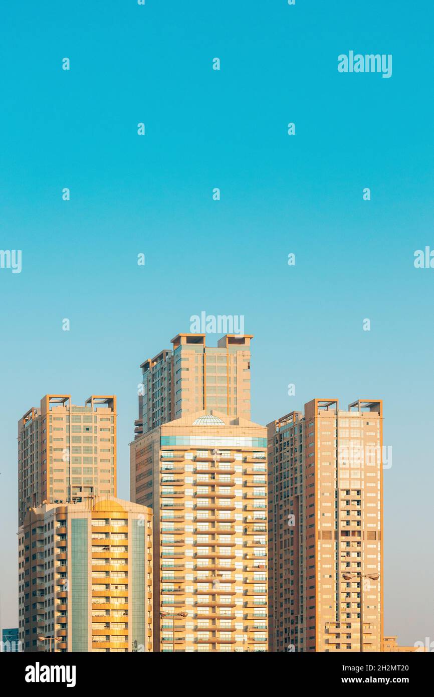 New Residential Multi-storey Houses On Blue Sky. Real Estate ...