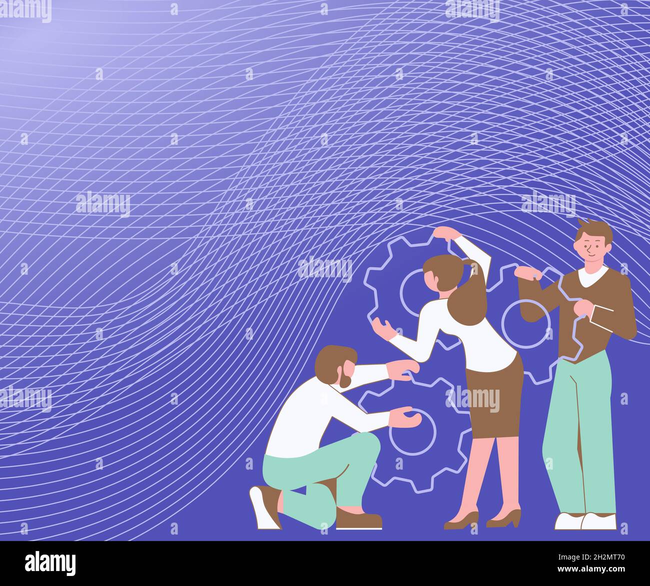Illustration Of A Group Holding Spur Gear Helping Each For Their Work ...