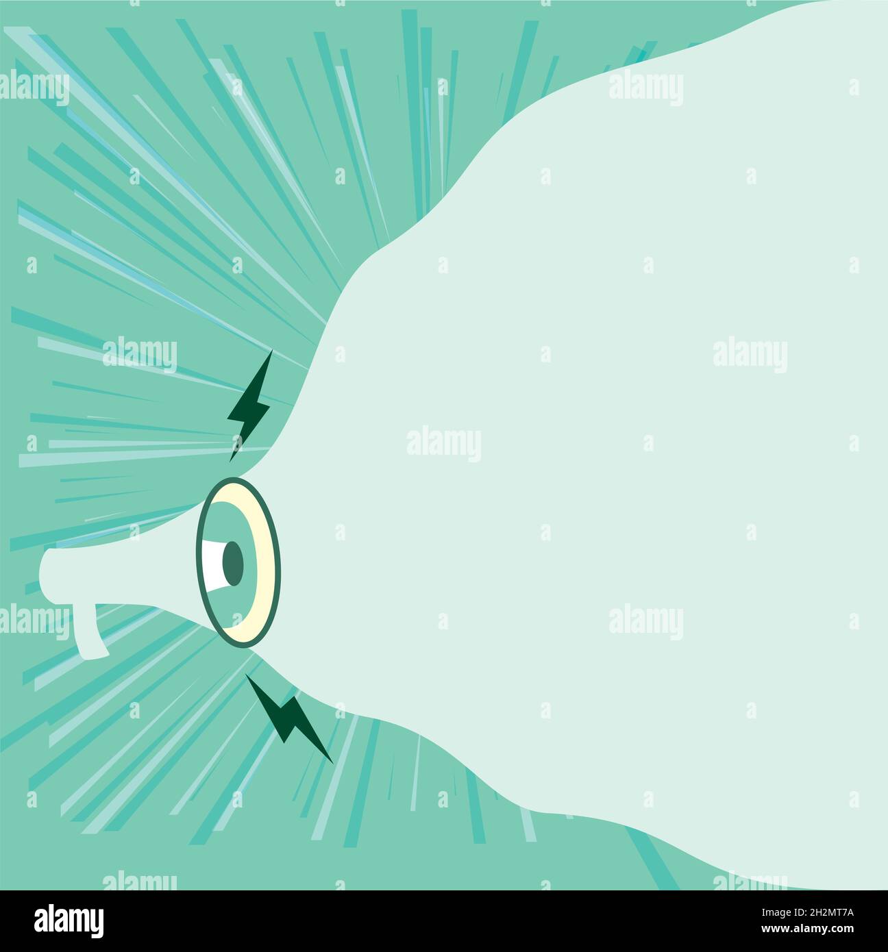 Megaphone Drawing Making New Loud Announcement To A Large Blank Cloud ...