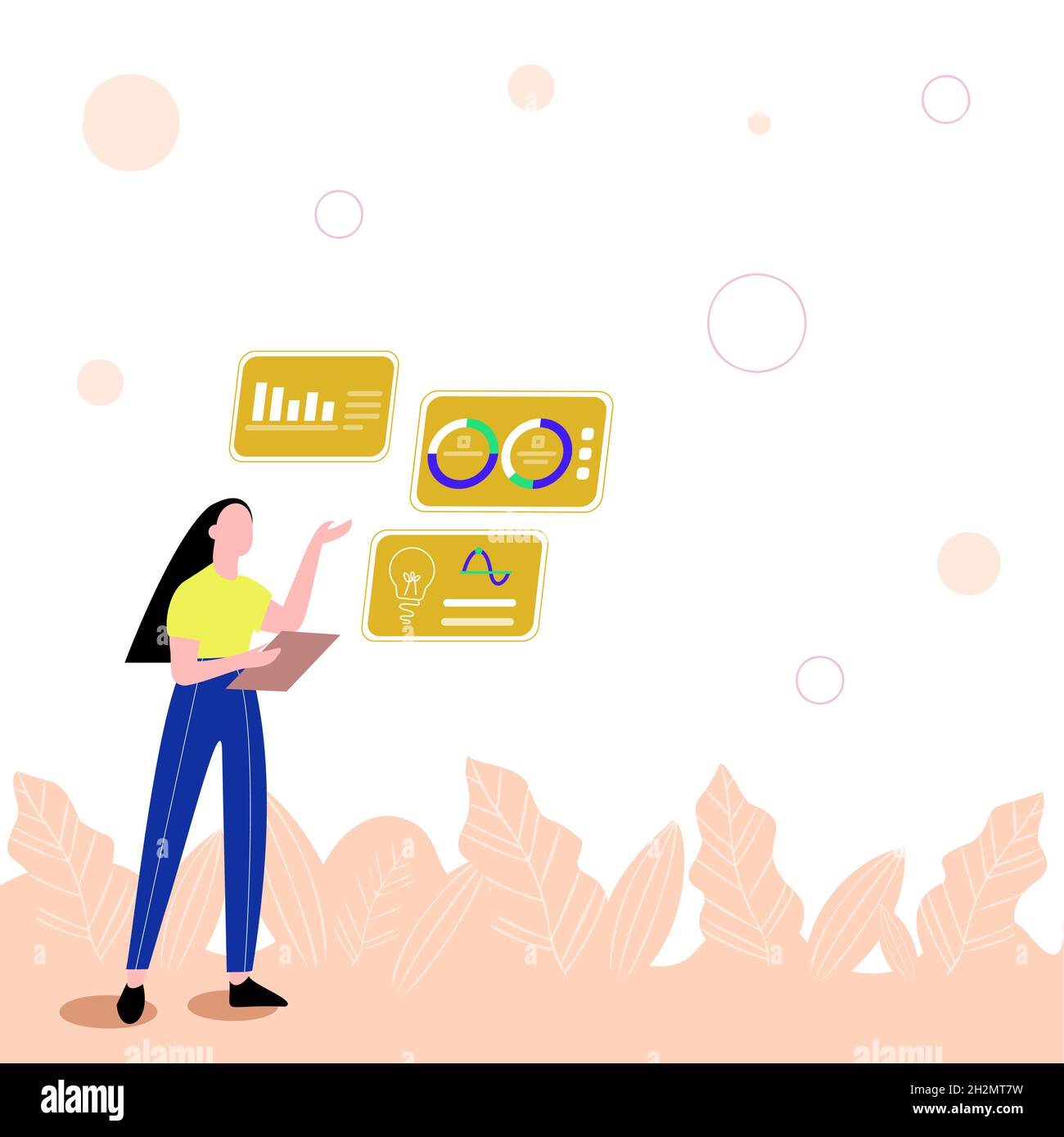 Illustration Of Girl Sharing New Wonderful Ideas For Skill Improvement ...