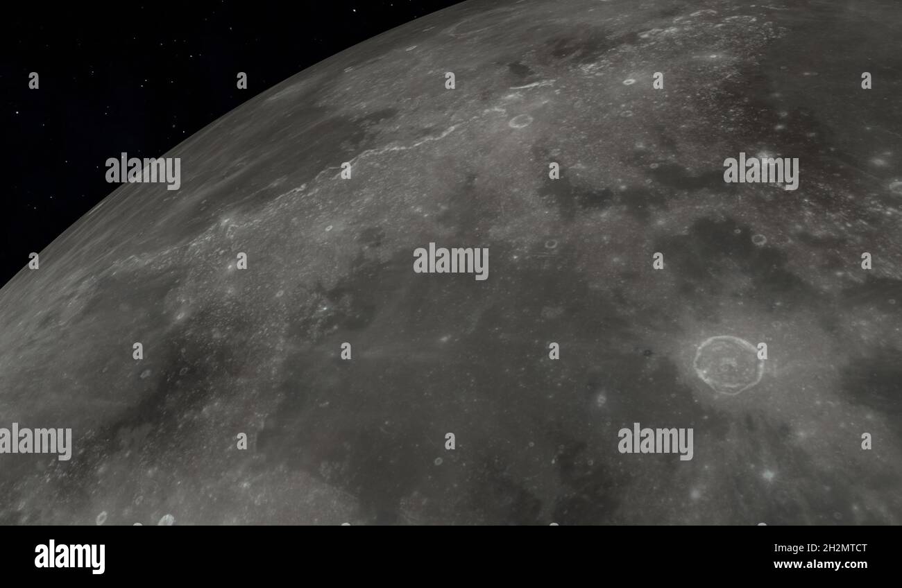 Moon surface. 3d render of moon and space. Elements of this image ...