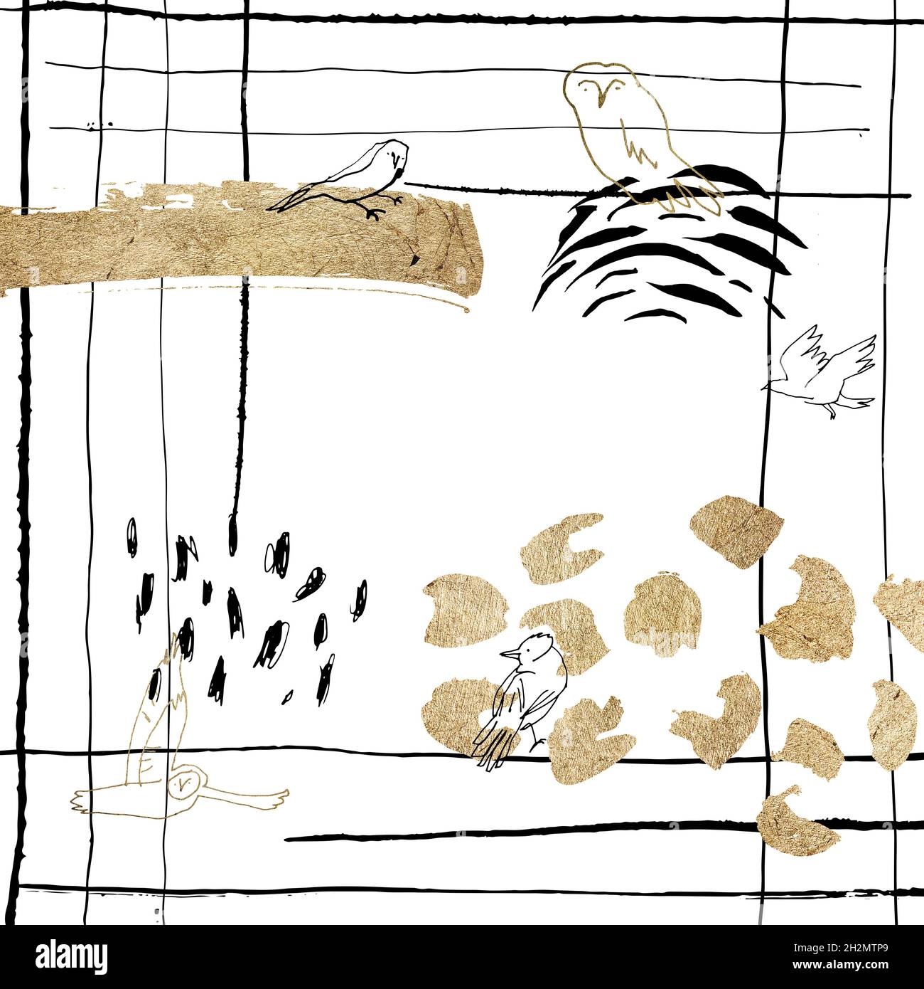 Pre-made composition for design, for text with hand-drawn graphic and ...