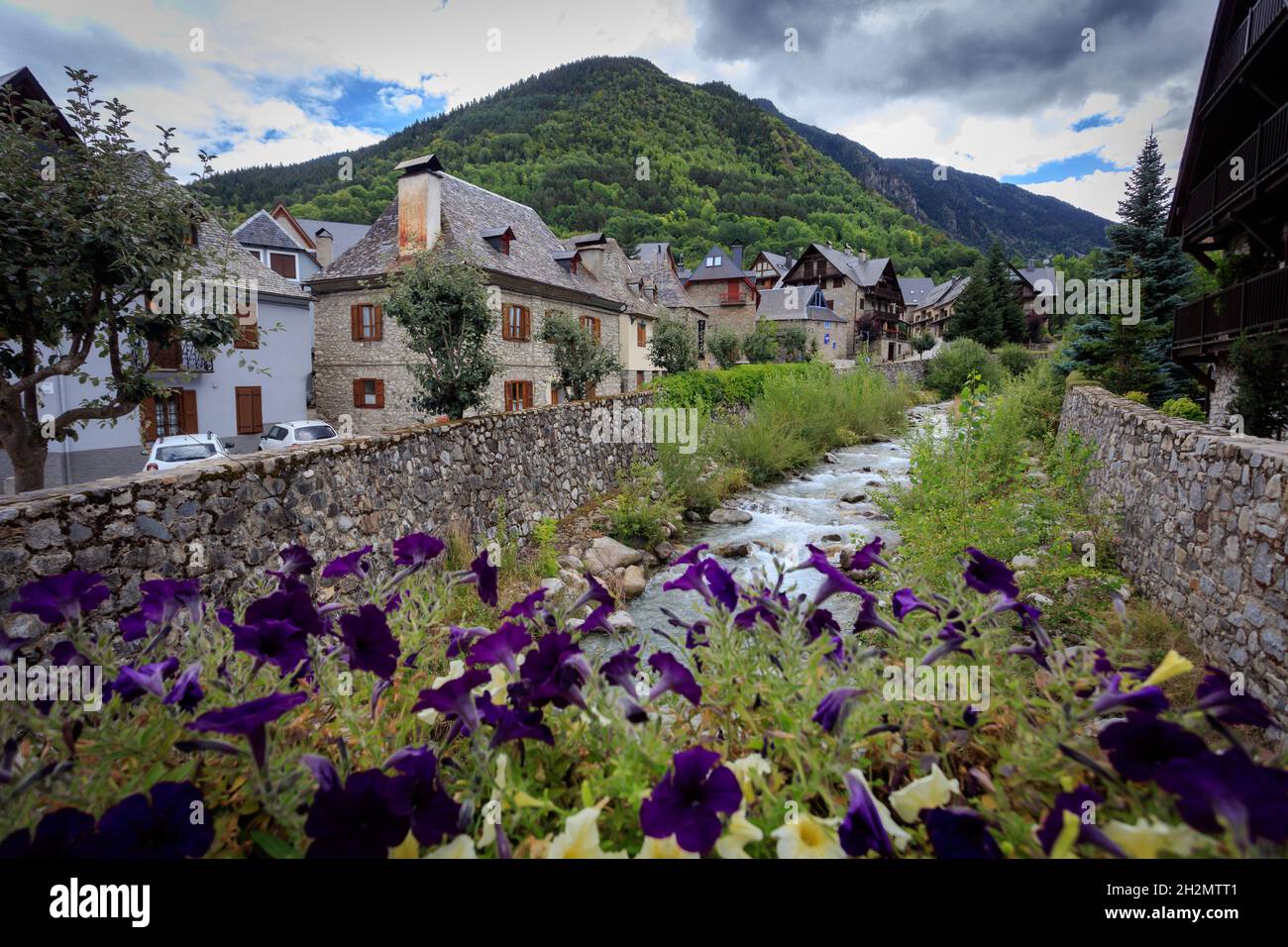 The village of Arties in the Aran Valley. The Pyrenees. Catalonia ...
